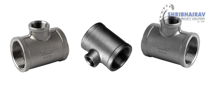 Threaded Unequal Tee, SS Threaded Unequal Tee, Forged Screwed Reducing Tees